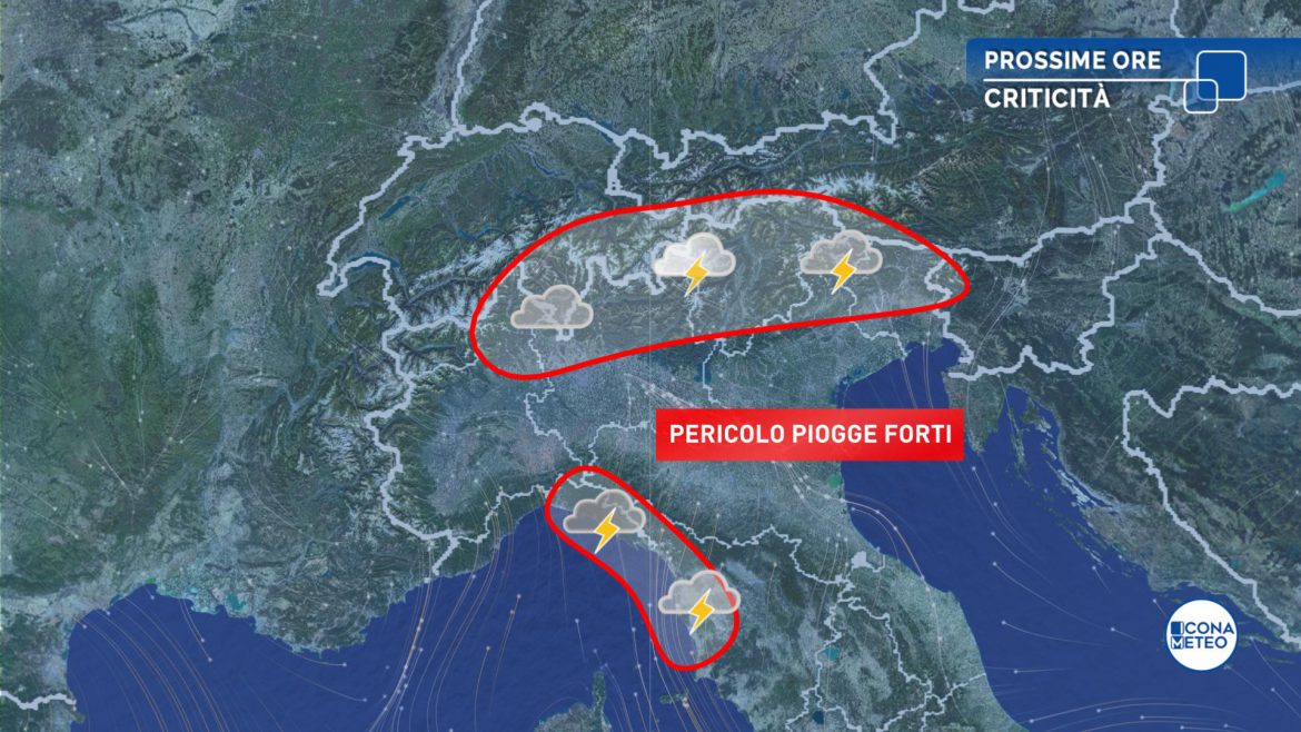 MALTEMPO al NORD: rischio di forti temporali e nubifragi, ecco dove